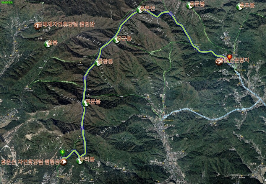 백운봉→용문산 등산코스등산지도 용문산자연휴양림→백운봉→용문산→용문산관광단지 네이버 블로그